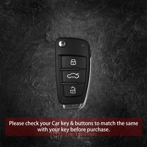 Audi Covered Leather Key Fob Case A1 A3 A4 A5 A8 Q2 Q3 Q5 Q7 RS RS6 RS7 ...