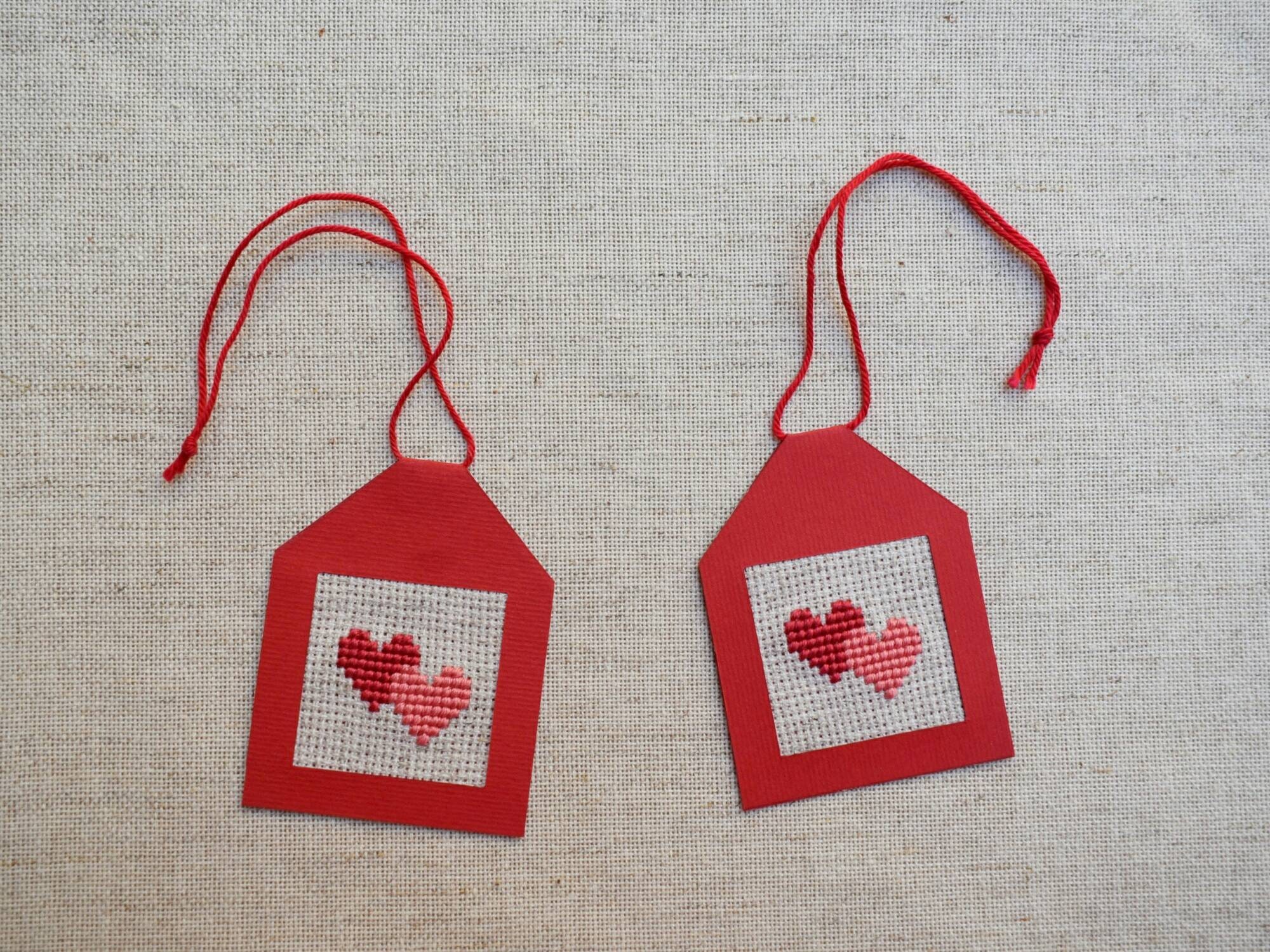 5 Heart Tags Embroidered Gift Tags Set of 5 Tags With Embroidery ...