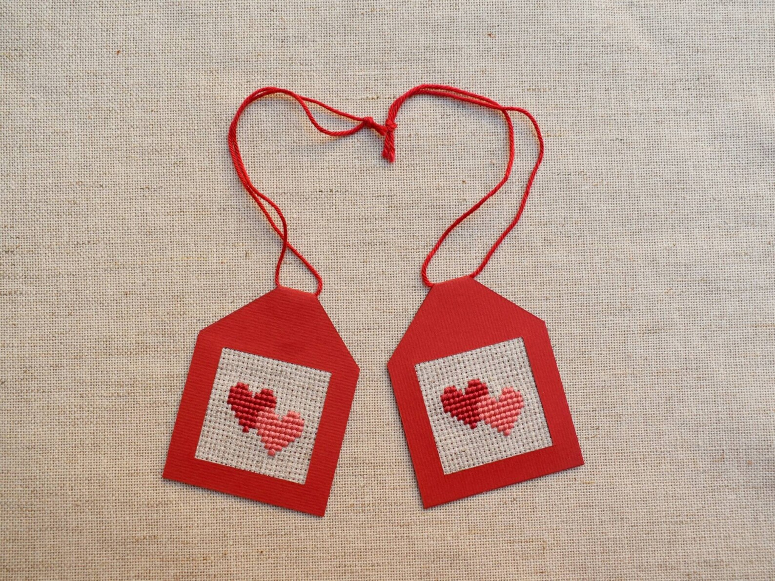 5 Heart Tags Embroidered Gift Tags Set of 5 Tags With Embroidery ...