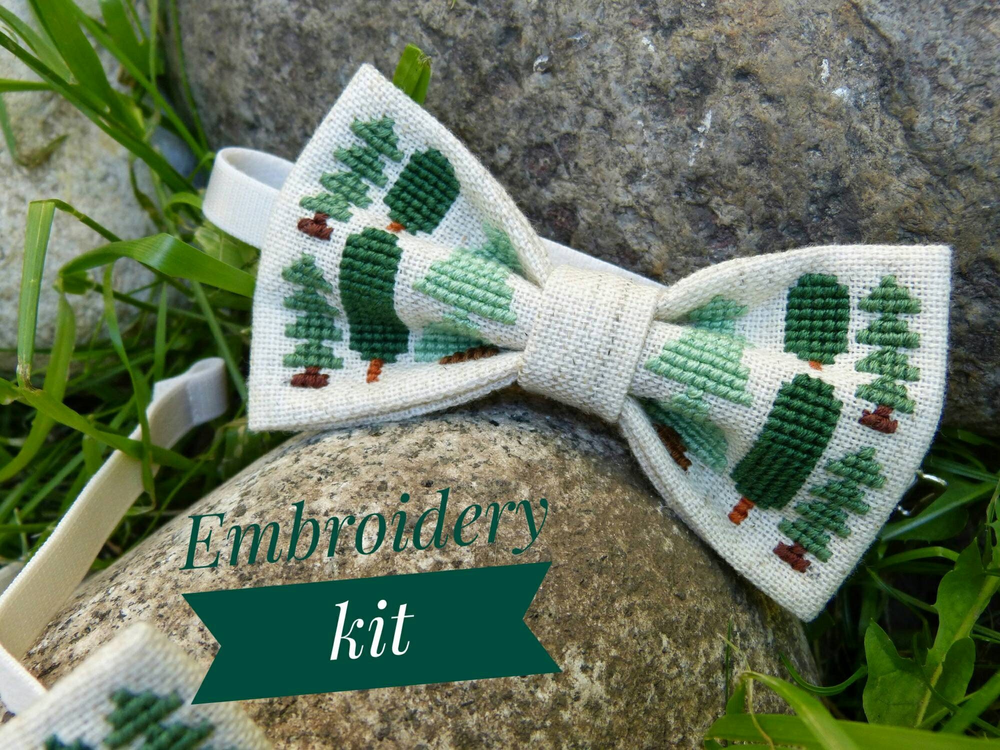 Bow-tie Embroidery Kit - Cross-stitch Kit Bow-tie - DIY Bow Tie - Tie ...