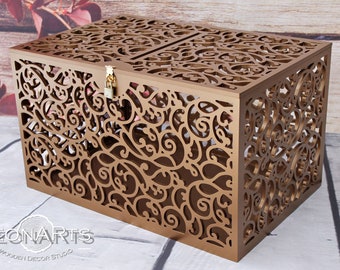 Lockable Wedding Card Box BIG Size-gold Large Keepsake - Etsy