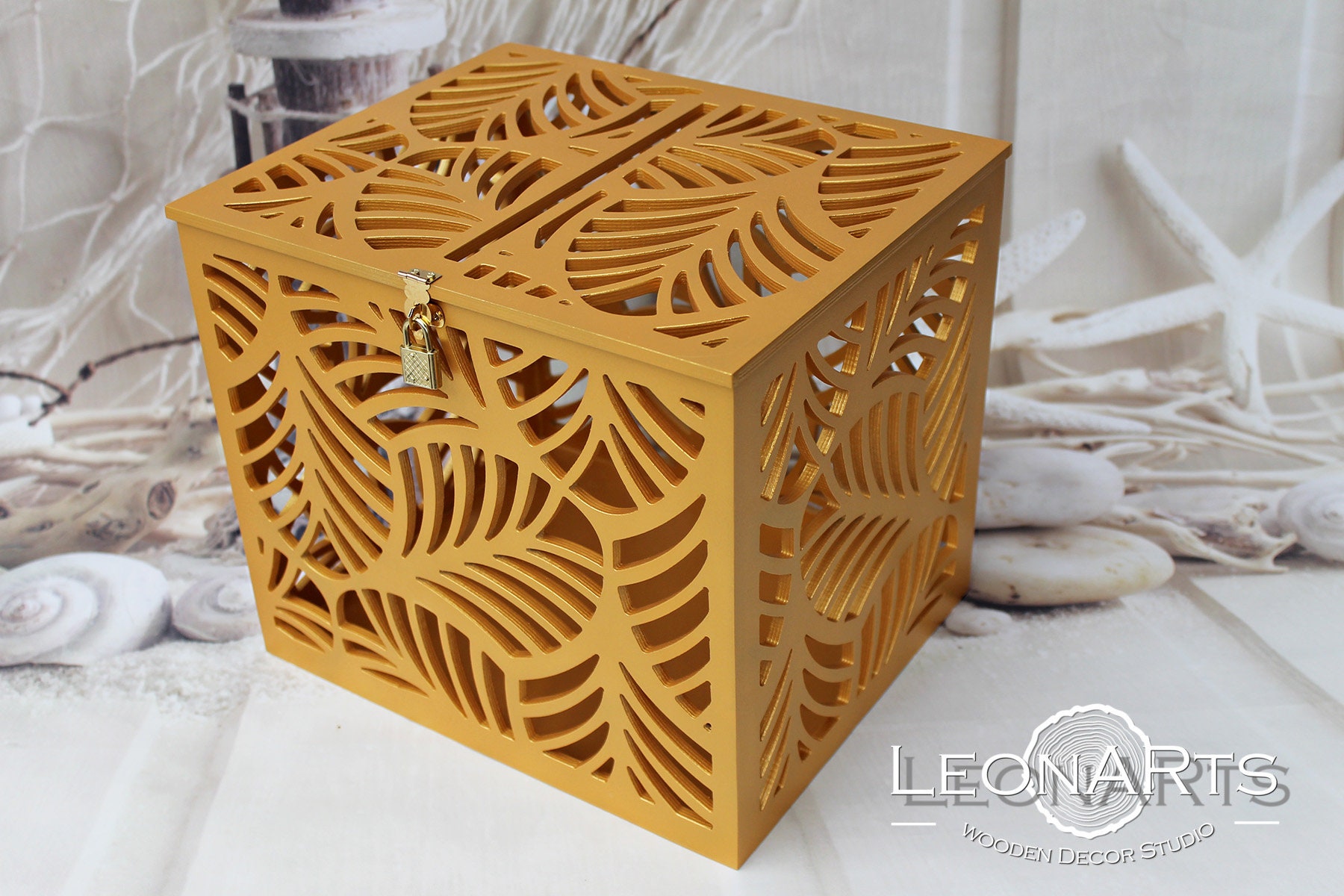 Gold Palm Leaves Wedding Card Box-palm Fronds Wedding Money | Etsy