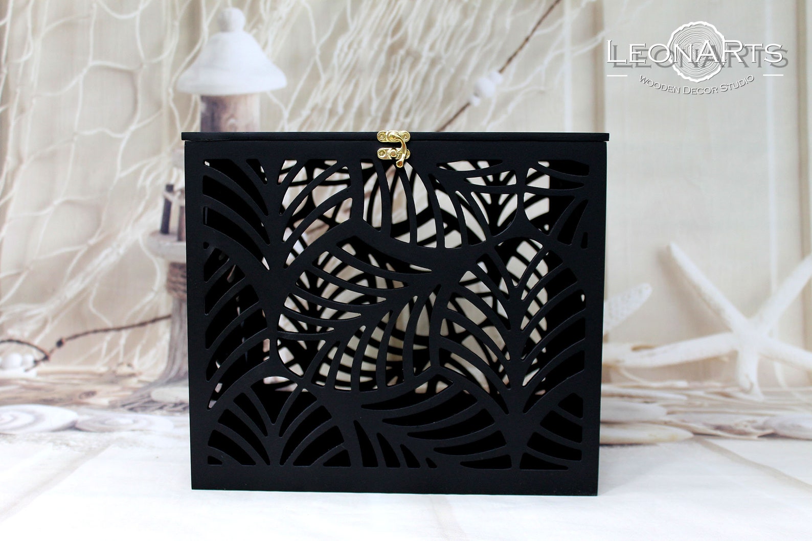 Black Palm Leaves Wedding Card Box-palm Fronds Money - Etsy