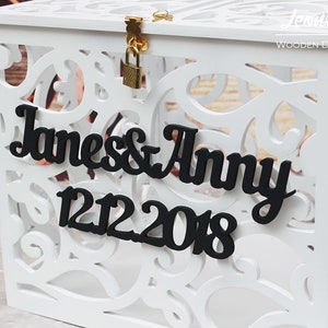 Lockable Personalized Wedding Card Box BIG Size-keepsake Box Gold Lock ...