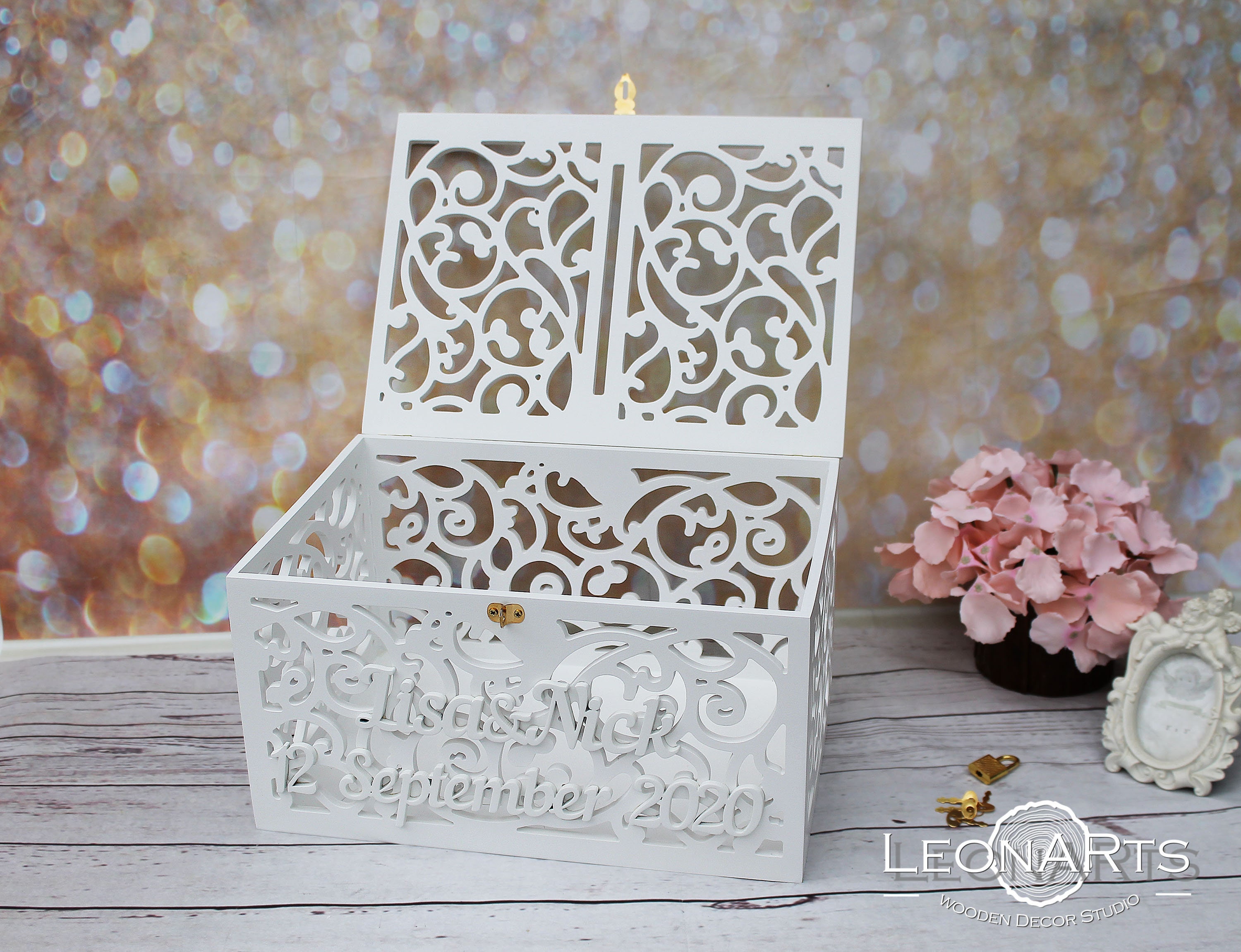 Personalized Wedding Card Money Box With Slot-white Wedding Card Money ...