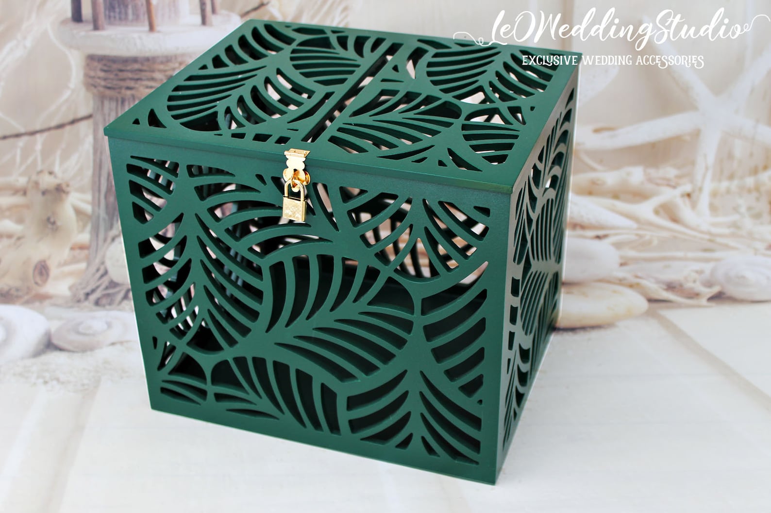 Palm Leaves Wedding Card Box-dark Green Palm Fronds Money - Etsy