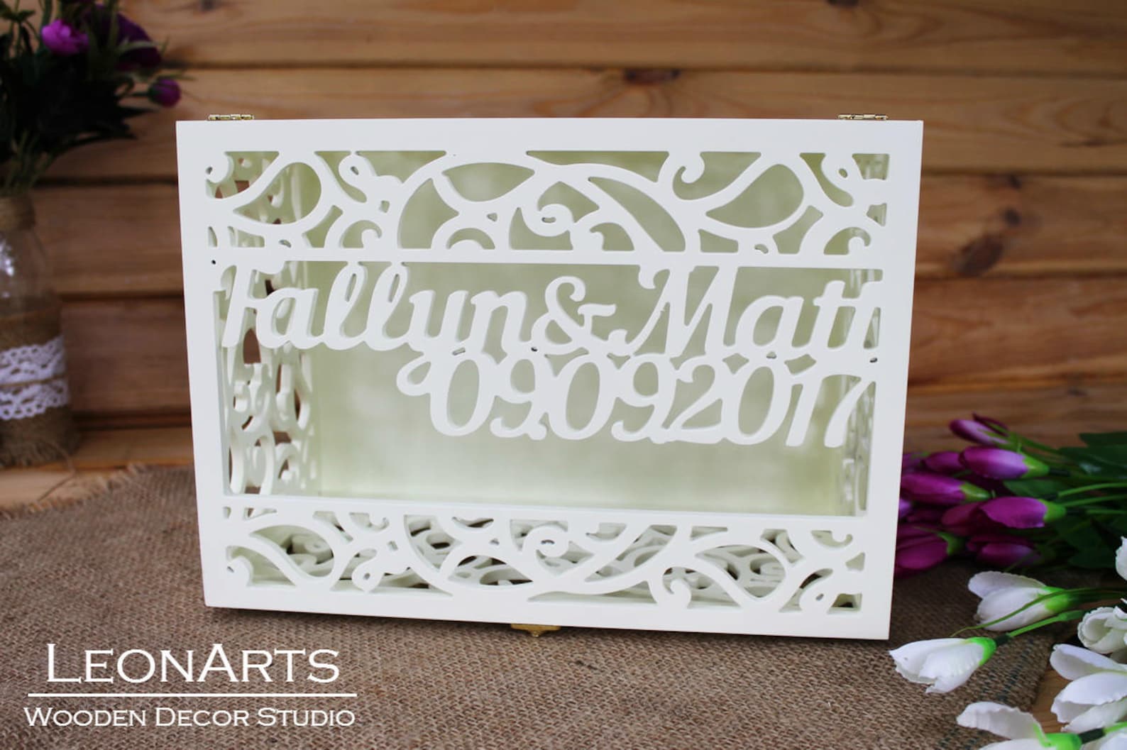 Personalized Ivory Wedding Card Box-wood Keepsake Box-wedding Money Box ...