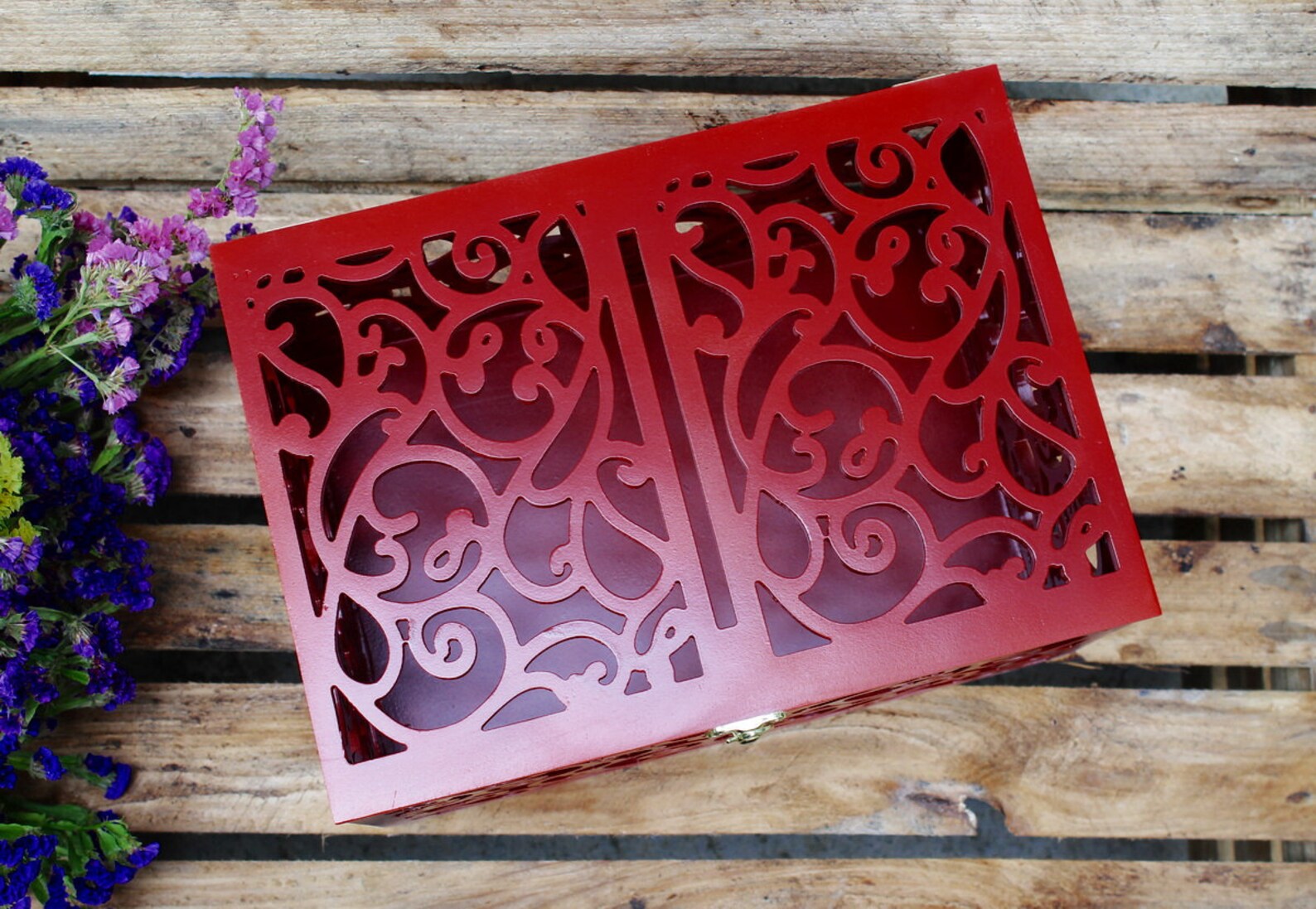 Wedding Card Box in Deep Red-wedding Gift-plywood Box-keepsake | Etsy