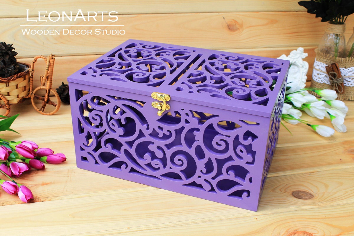 Purple Wedding Card Box-wedding Gift-plywood Box-keepsake | Etsy