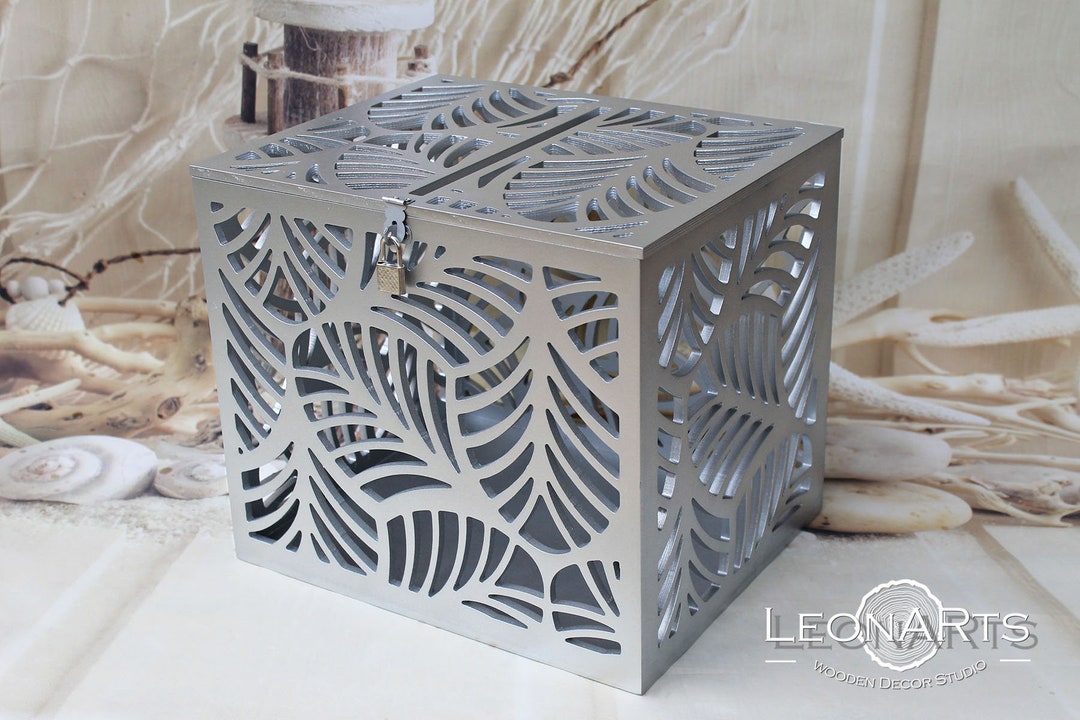 Silver Palm Leaves Wedding Card Box-palm Fronds Wedding Money - Etsy