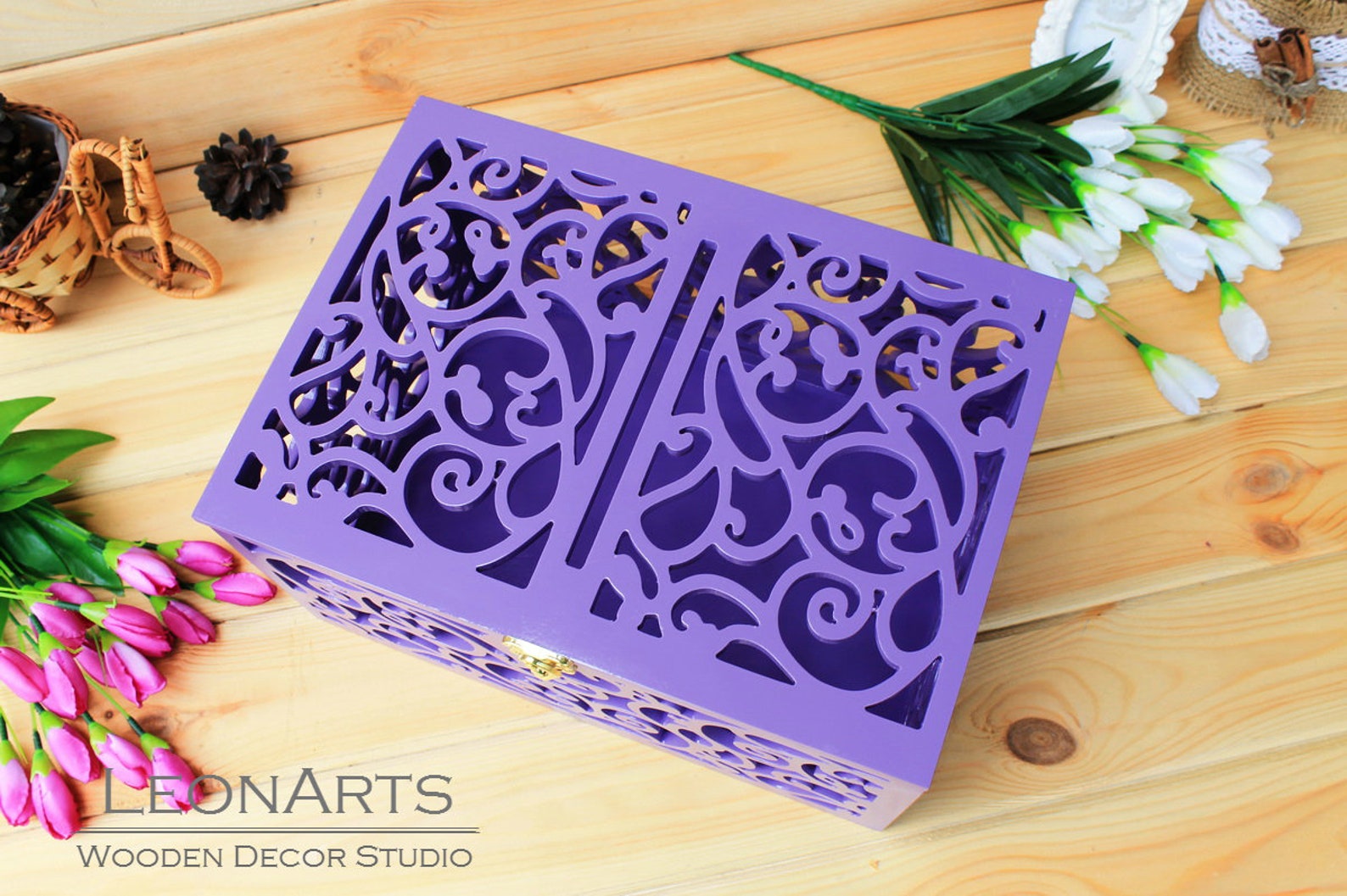 Purple Wedding Card Box-wedding Gift-plywood Box-keepsake Box-wedding ...