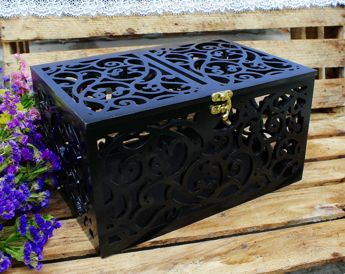 Black Wedding Card Box-Wedding Gift-Plywood-Love Story | Etsy