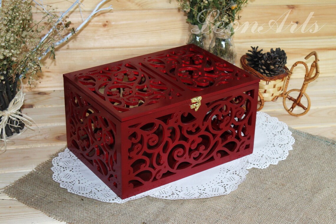 Wedding Card Box in Deep Red-wedding Gift-plywood Box-keepsake | Etsy