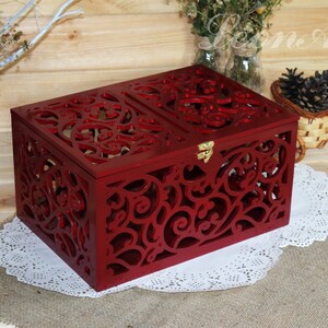 Wedding Card Box in Deep Red-wedding Gift-plywood Box-keepsake Box-dark ...