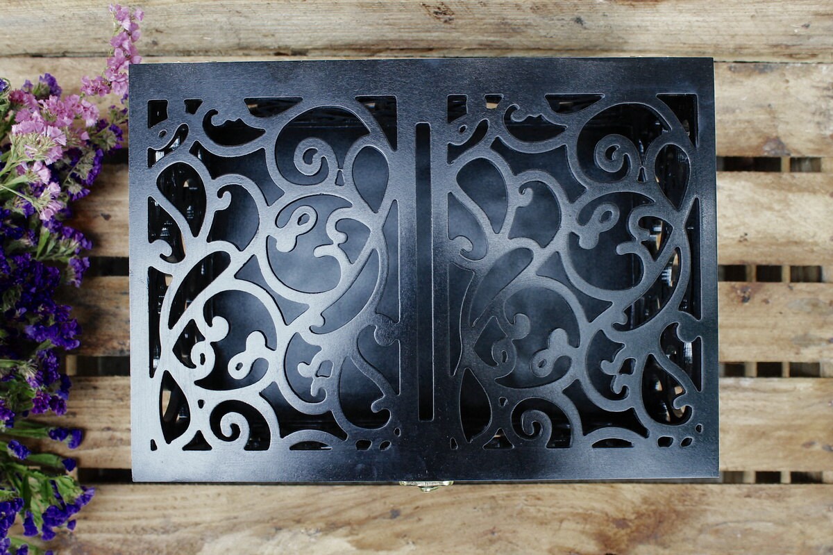 Black Wedding Card Box-Wedding Gift-Plywood-Love Story | Etsy