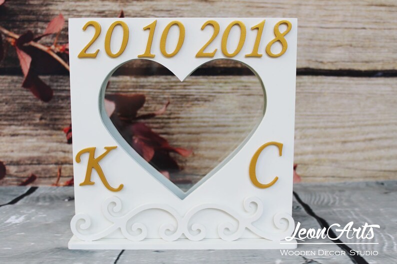 Personalized Wedding Sand Ceremony Heart Frame Set-white and Gold Unity ...