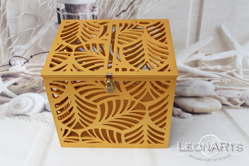 Gold Palm Leaves Wedding Card Box-palm Fronds Wedding Money | Etsy