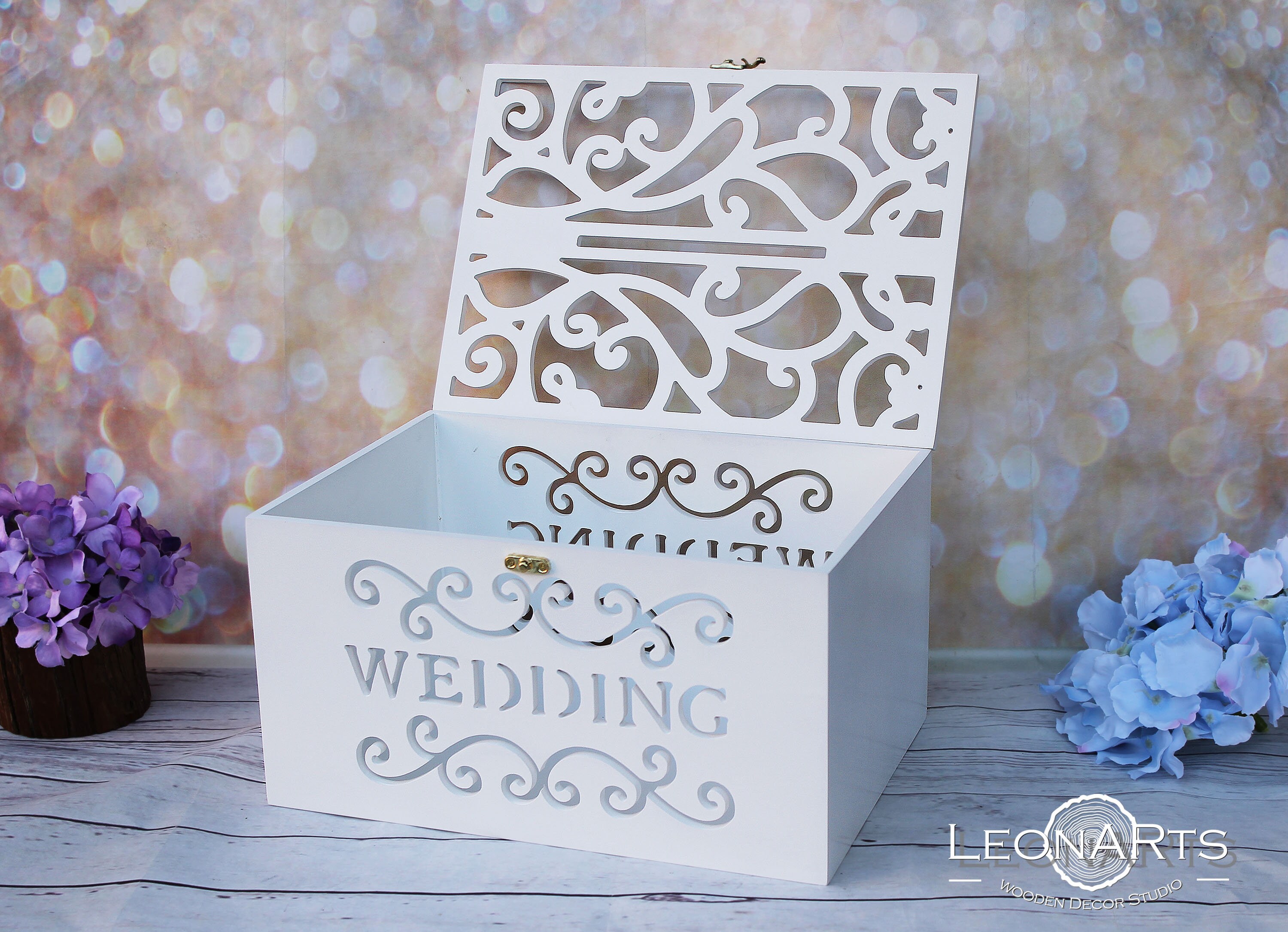 Wedding Card Money Box-White Keepsake Box with whorls-Wedding | Etsy
