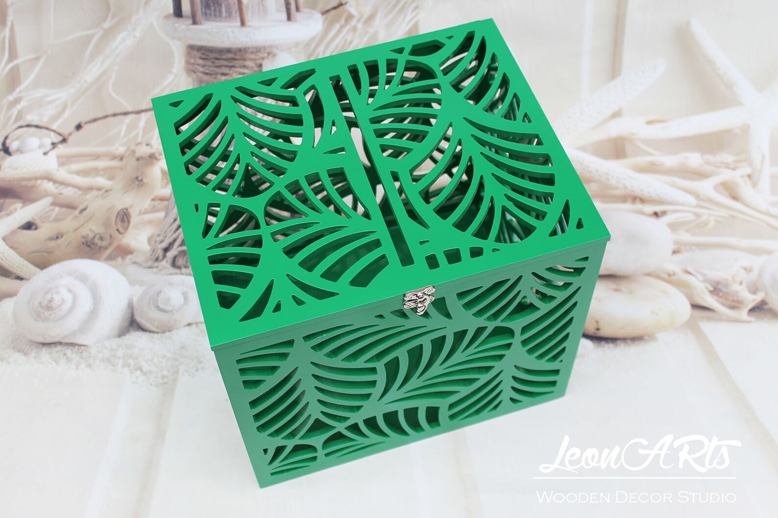 Palm Leaves Wedding Card Box-green Palm Fronds Wedding Money Box ...
