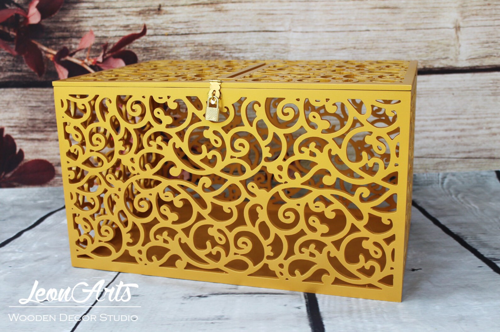Lockable Wedding Card Box BIG Size-gold Large Keepsake Box-wedding ...