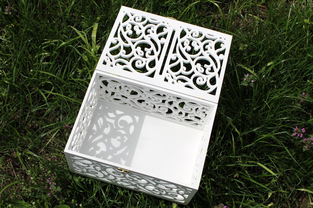 Lockable Wedding Card Box-white Keepsake Box With - Etsy