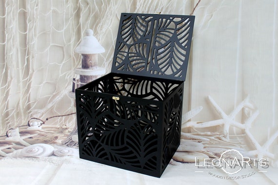 Black Palm Leaves Wedding Card Box-palm Fronds Money - Etsy