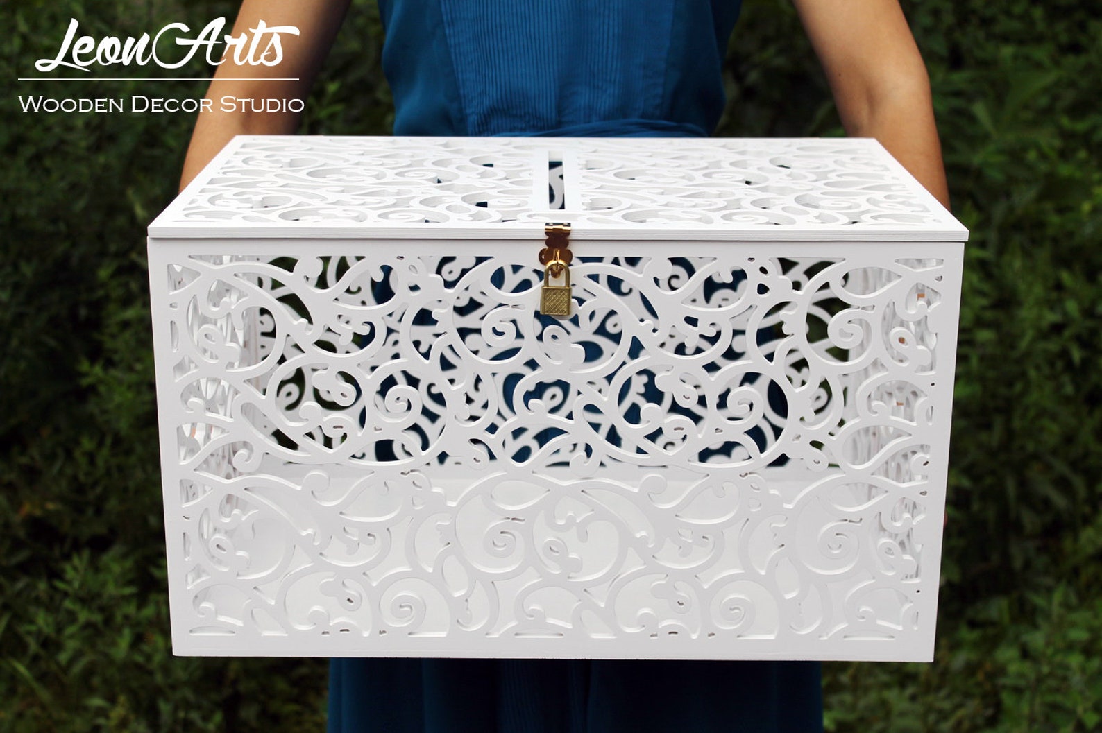 Wedding Card Box BIG SIZE - Large Keepsake Box - Lockable Money Box ...