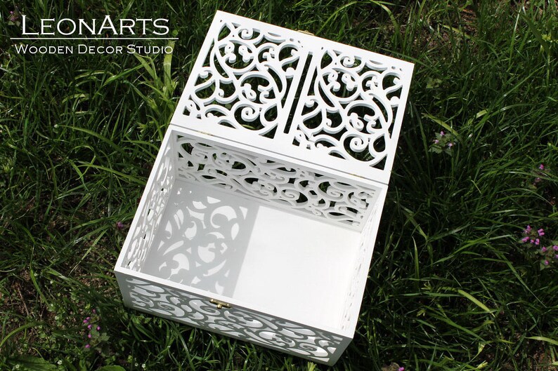 Lockable Wedding Card Box-white Keepsake Box With Silver - Etsy