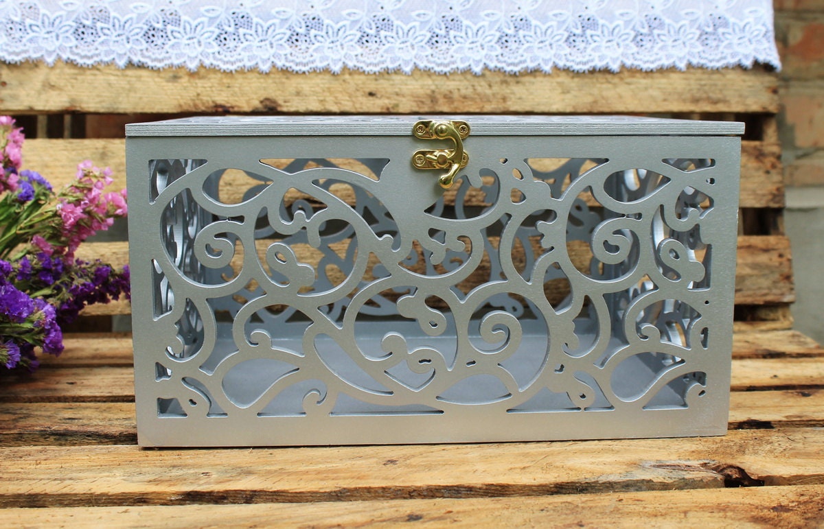 Wedding Card Box in Silver-Wedding Gift-Plywood-Keepsake | Etsy