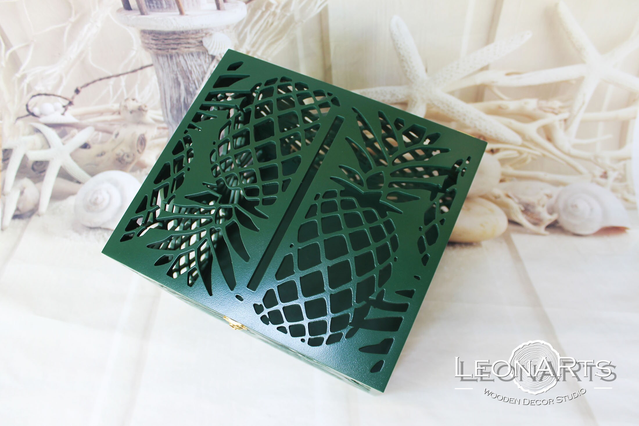 Pineapples Wedding Card Money Box-dark Green Wedding Card Holder With ...