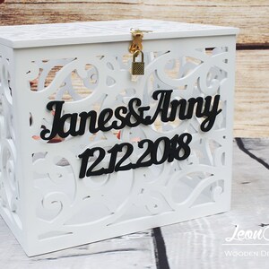 Lockable Personalized Wedding Card Box BIG Size-keepsake Box Gold Lock ...