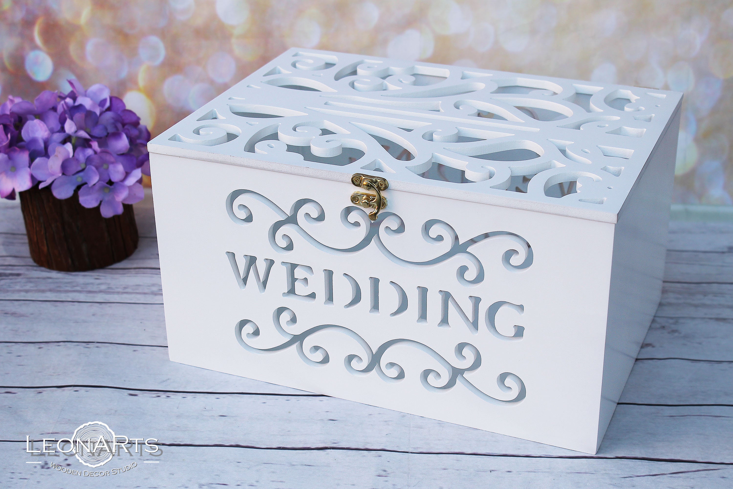 Wedding Card Money Box-White Keepsake Box with whorls-Wedding | Etsy
