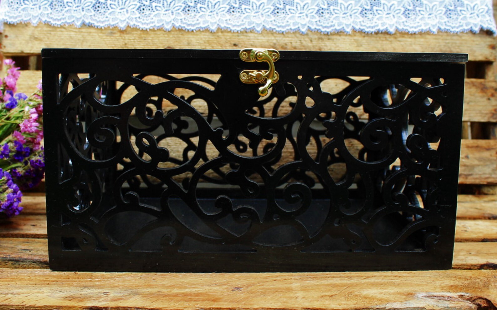 Black Wedding Card Box-wedding Gift-plywood-love Story - Etsy