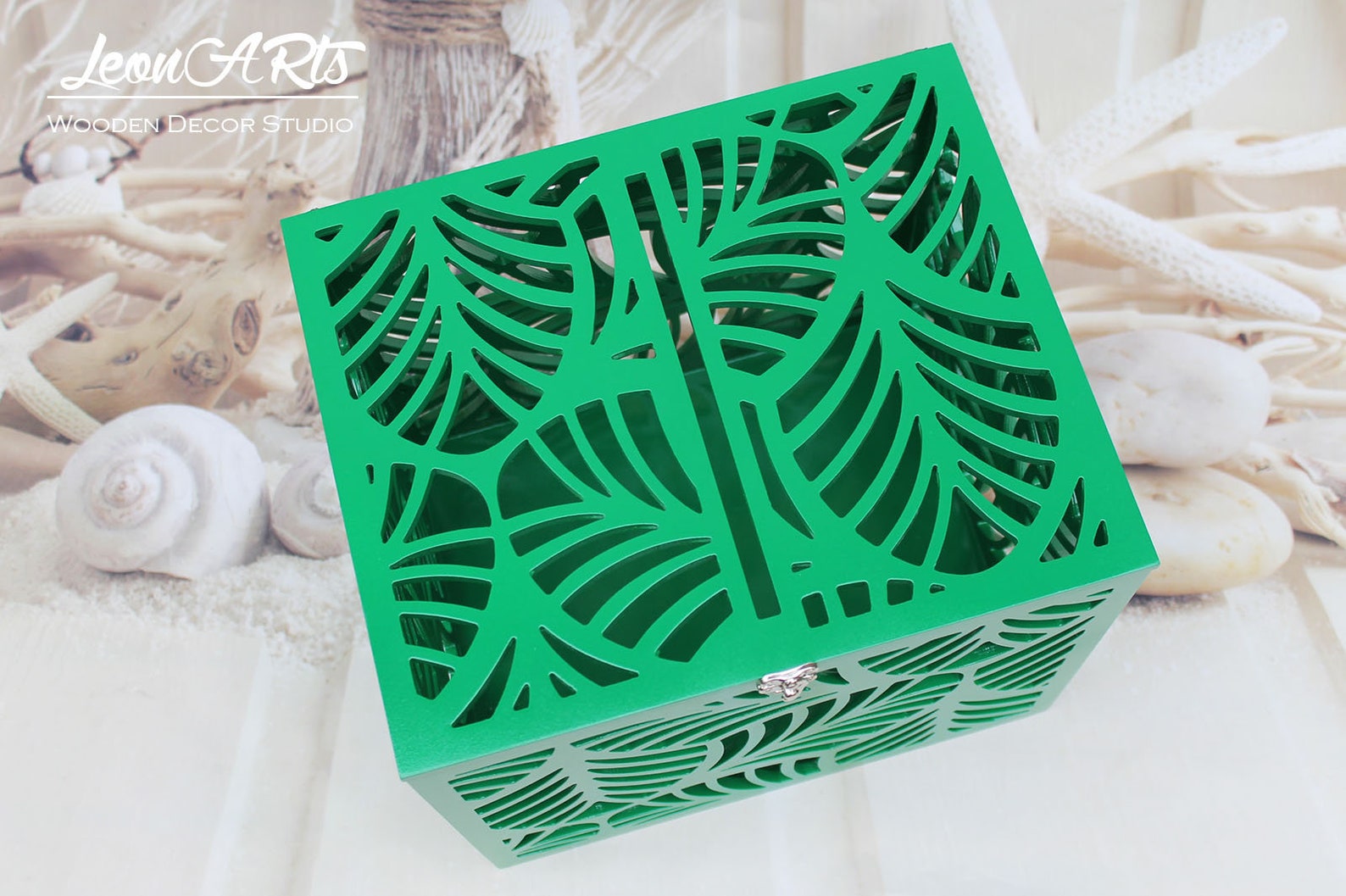 Palm Leaves Wedding Card Box-green Palm Fronds Wedding Money Box ...