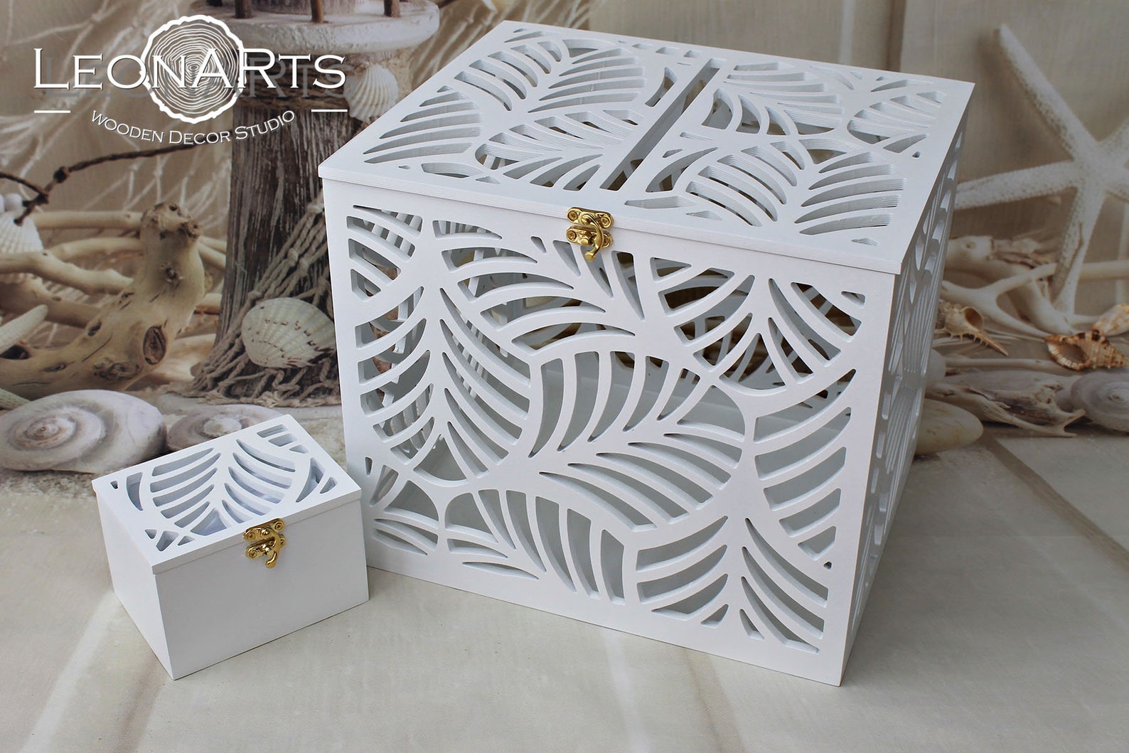 Palm Leaves Wedding Card Box&ring Box-palm Fronds Wedding Set-tropical ...