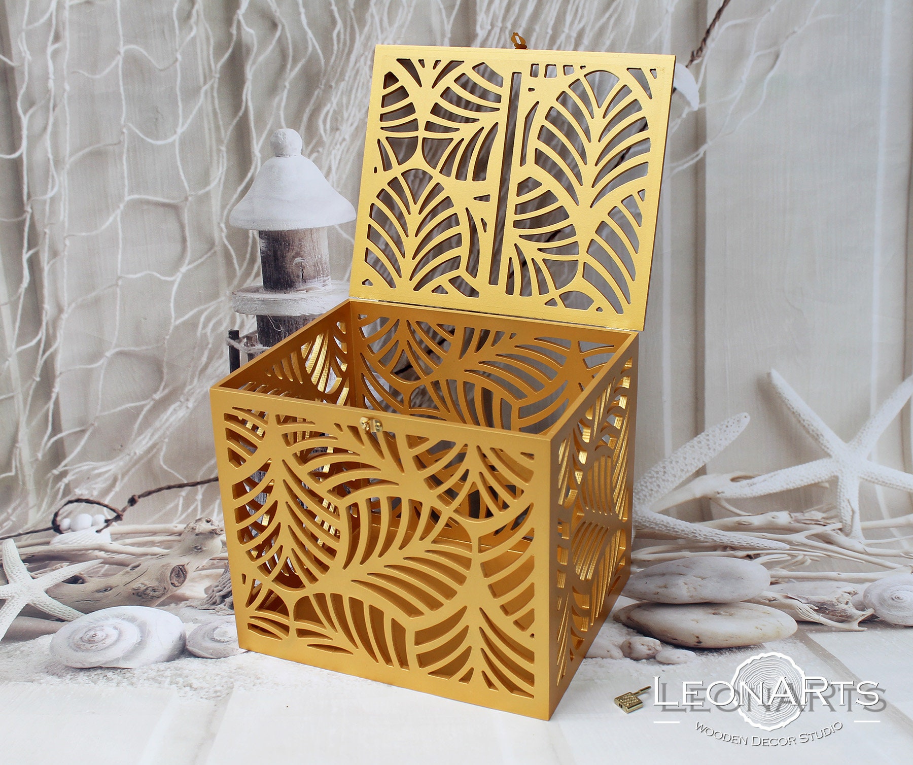 Gold Palm Leaves Wedding Card Box-palm Fronds Wedding Money | Etsy