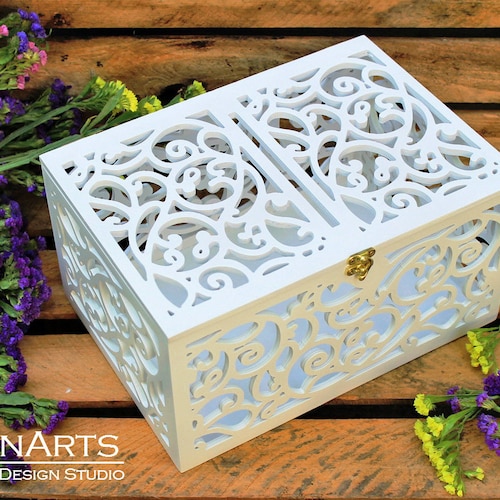 Lockable Wedding Card Box-white Keepsake Box With - Etsy