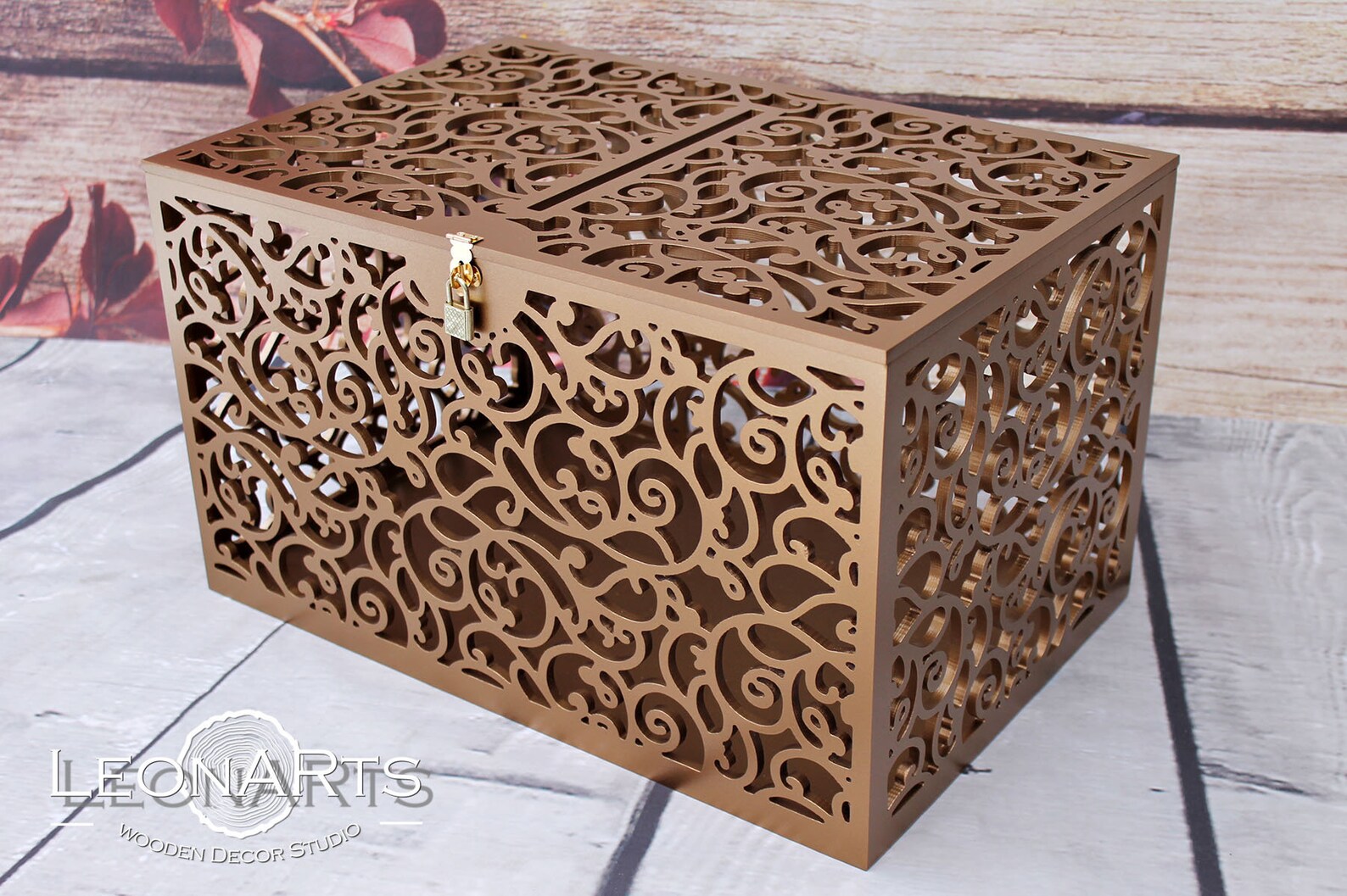 Wedding Card Box BIG SIZE in Ancient Gold-large Keepsake | Etsy