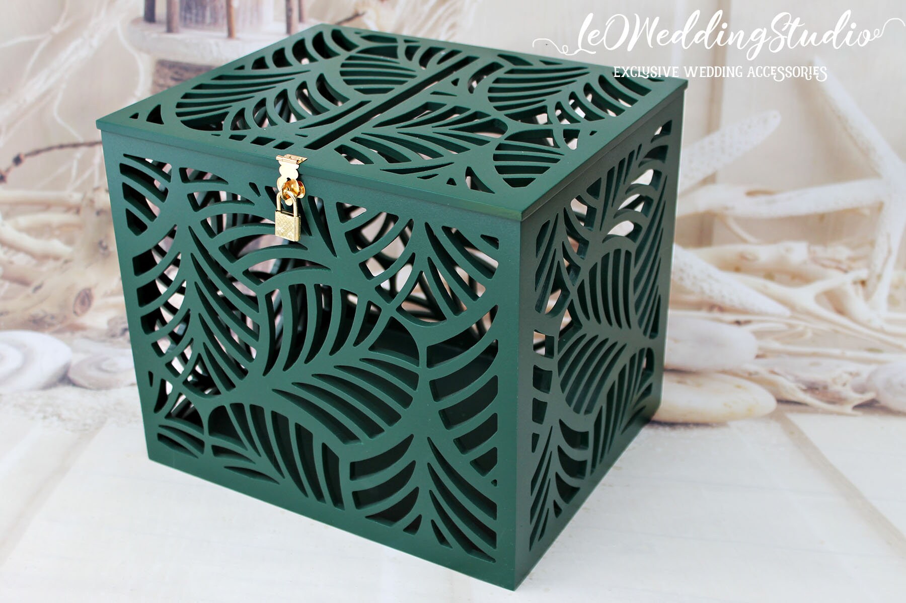 Palm Leaves Wedding Card Box-dark Green Palm Fronds Money - Etsy
