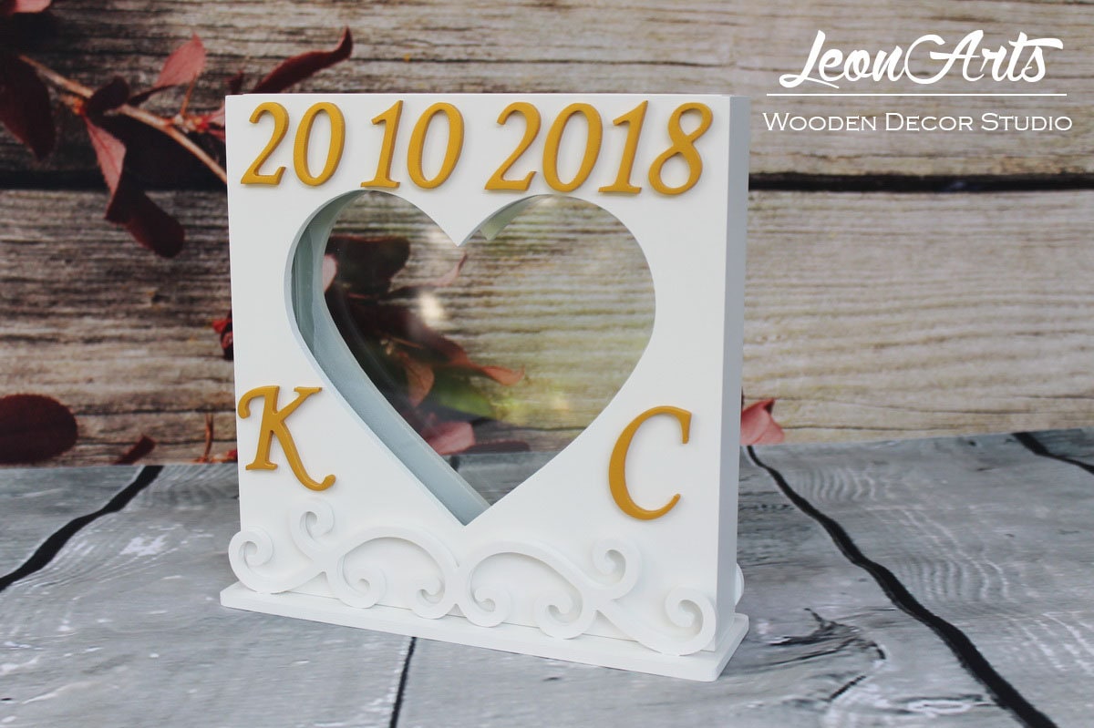 Personalized Wedding Sand Ceremony Heart Frame Set-white and Gold Unity ...
