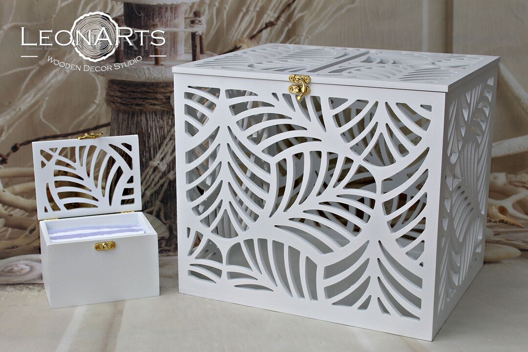 Palm Leaves Wedding Card Box&ring Box-palm Fronds Wedding Set-tropical ...