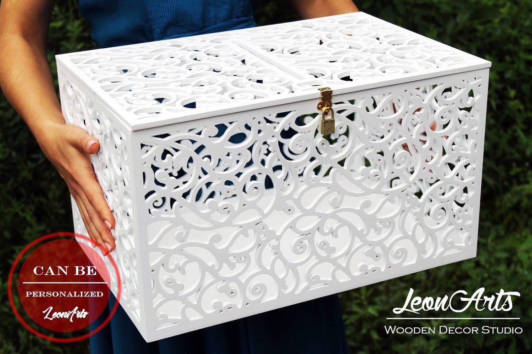 Wedding Card Box BIG SIZE - Large Keepsake Box - Lockable Money Box ...