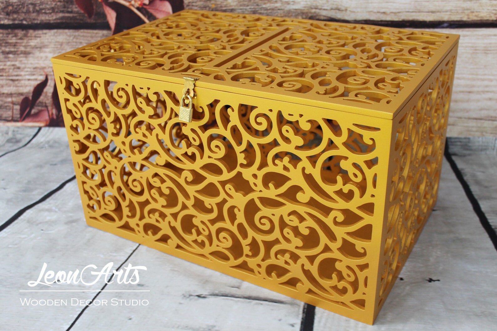 Lockable Wedding Card Box BIG Size-gold Large Keepsake Box-wedding ...