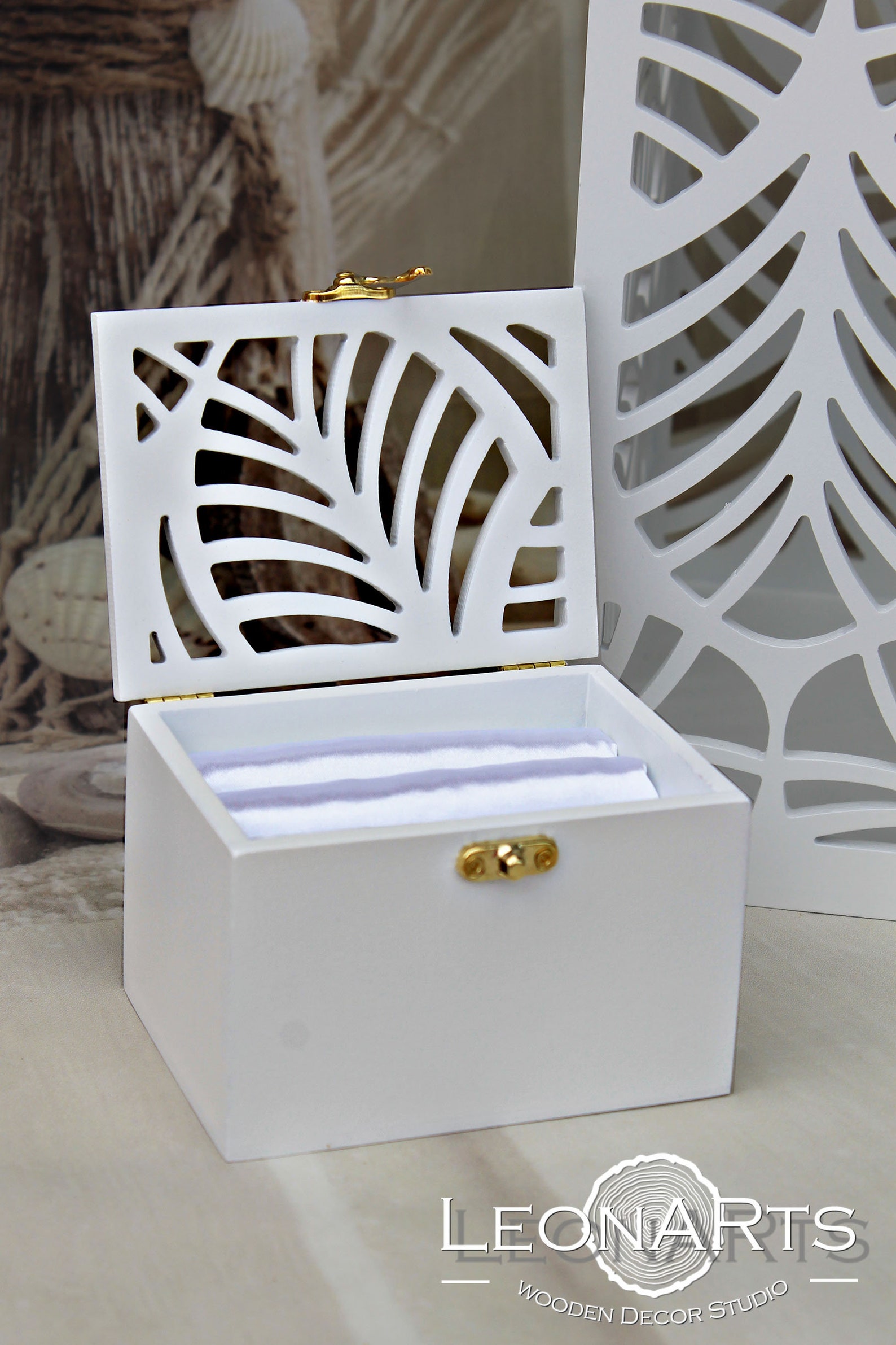 Palm Leaves Wedding Card Box&ring Box-palm Fronds Wedding Set-tropical ...