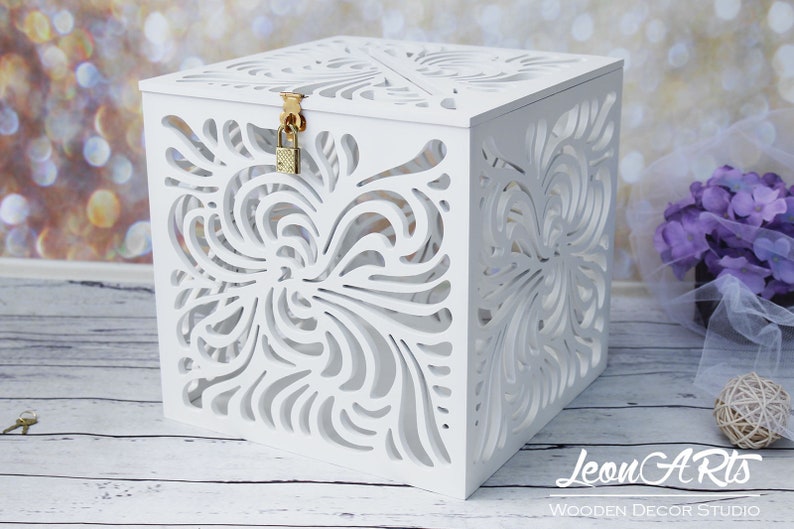 Lockable Wedding Card Box-white Keepsake Box With - Etsy