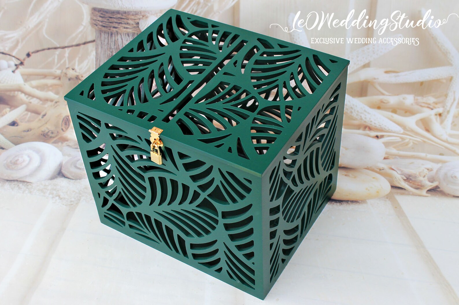Palm Leaves Wedding Card Box-dark Green Palm Fronds Money Box-tropical ...