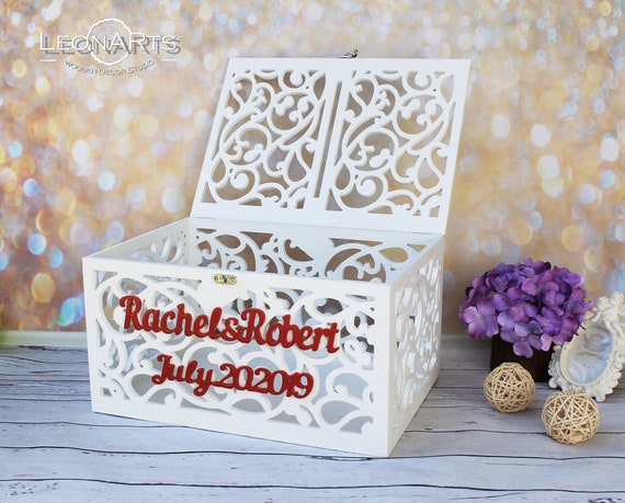 Personalized wedding card money box with slot-Wedding Card | Etsy