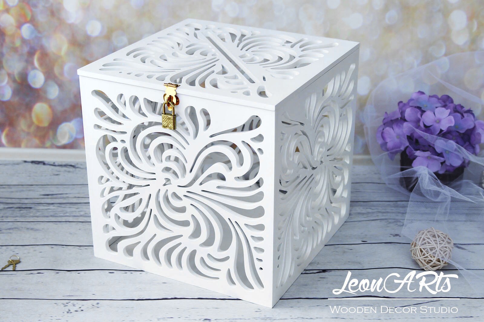 Lockable Wedding Card Box-white Keepsake Box With | Etsy