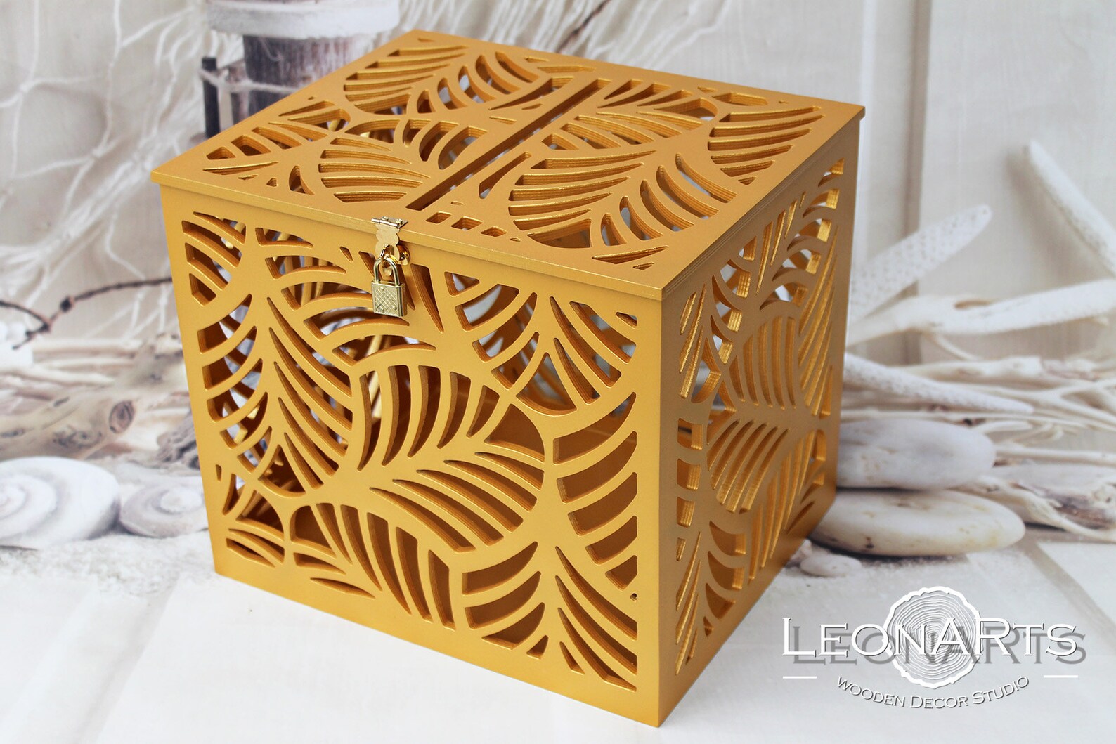 Gold Palm Leaves Wedding Card Box-palm Fronds Wedding Money | Etsy