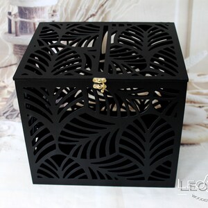 Black Palm Leaves Wedding Card Box-palm Fronds Money Box-tropical Beach ...